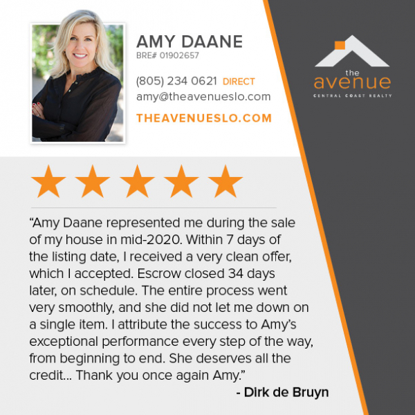 Amazing Testimonial for Amy Daane - The Avenue Central Coast Realty ...